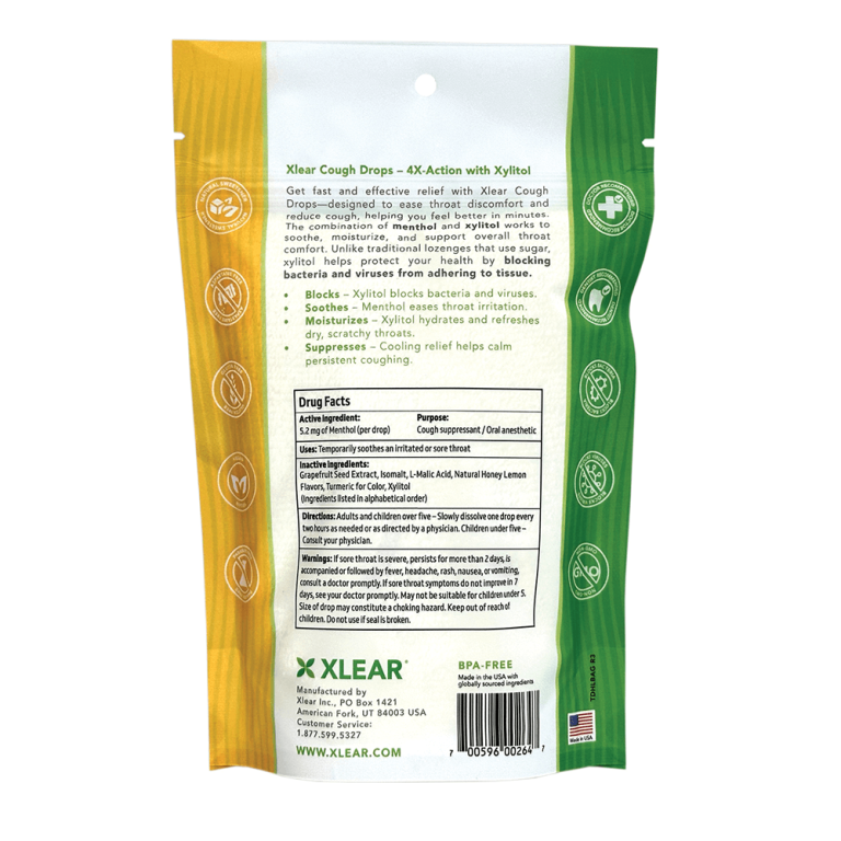 Xlear® Honey Lemon Cough Drops – Soothing Sugar-Free Relief